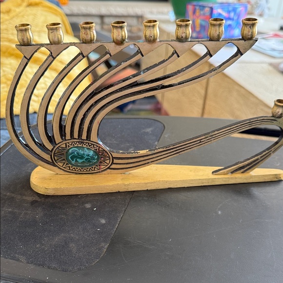 oppenheim | Holiday | Elegant Brass And Green Menorah | Poshmark